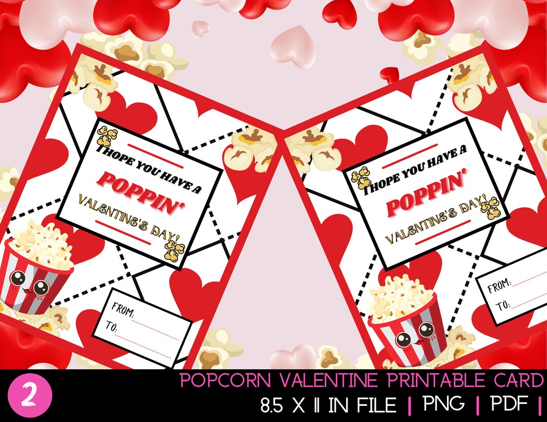 Popcorn Valentine Printable Card,popcorn Valentine Printable,popcorn ...