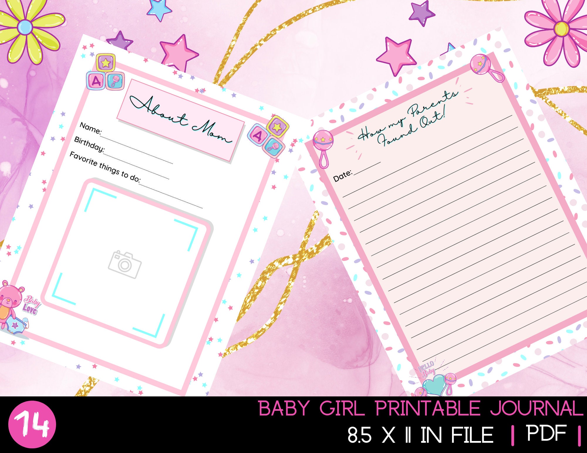 Baby Girl Printable Journal,baby Girl Album,baby Book,baby Girl Journal ...