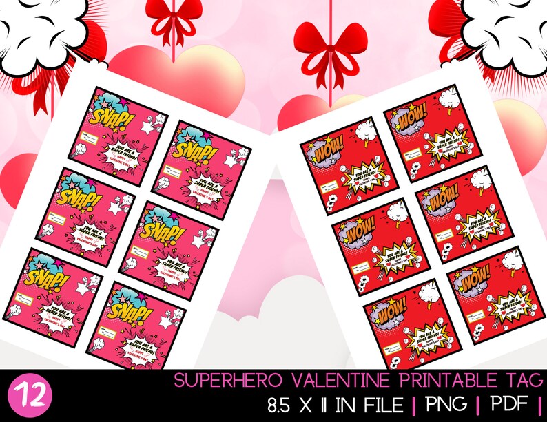 Superhero Valentine Printable Tag,classroom Valentine,valentine Treat ...