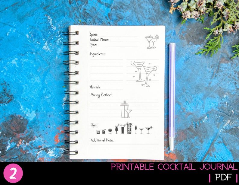 Printable Cocktail Journalblank Cocktail Recipe Bookcocktail | Etsy