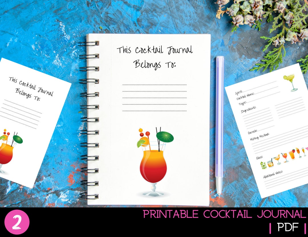 Printable Cocktail Journal,blank Cocktail Recipe Book,cocktail Notebook ...