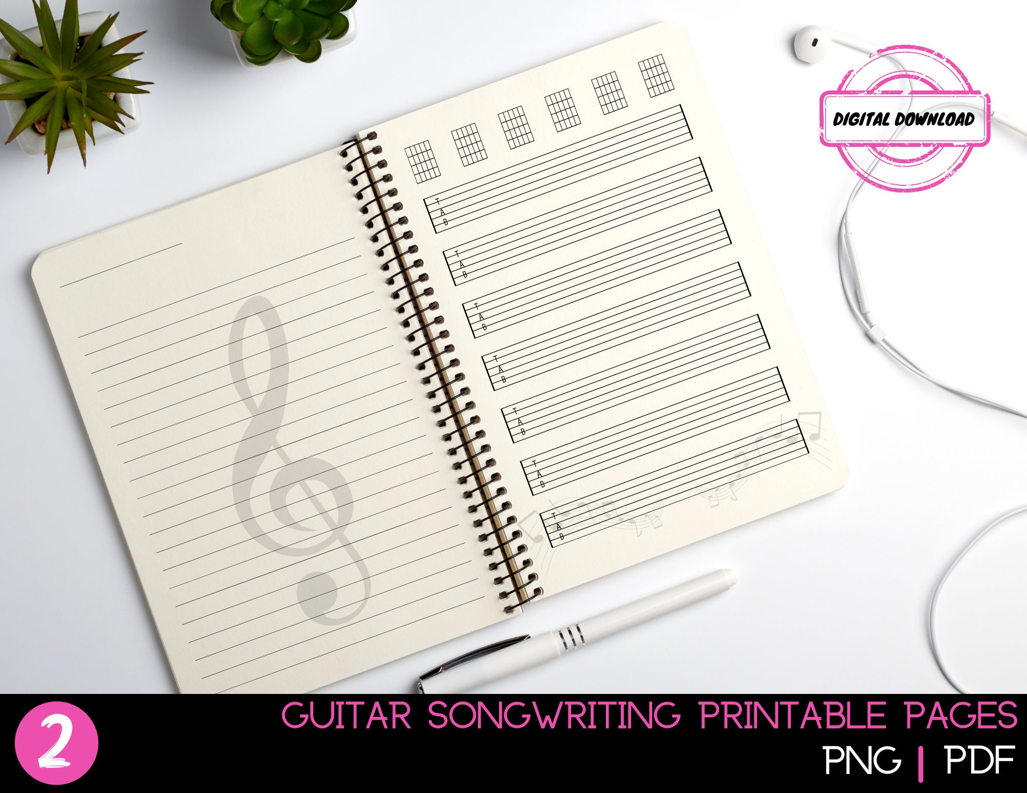 Guitar Songwriting Printable Pages,guitar Songwriting Notebook ...