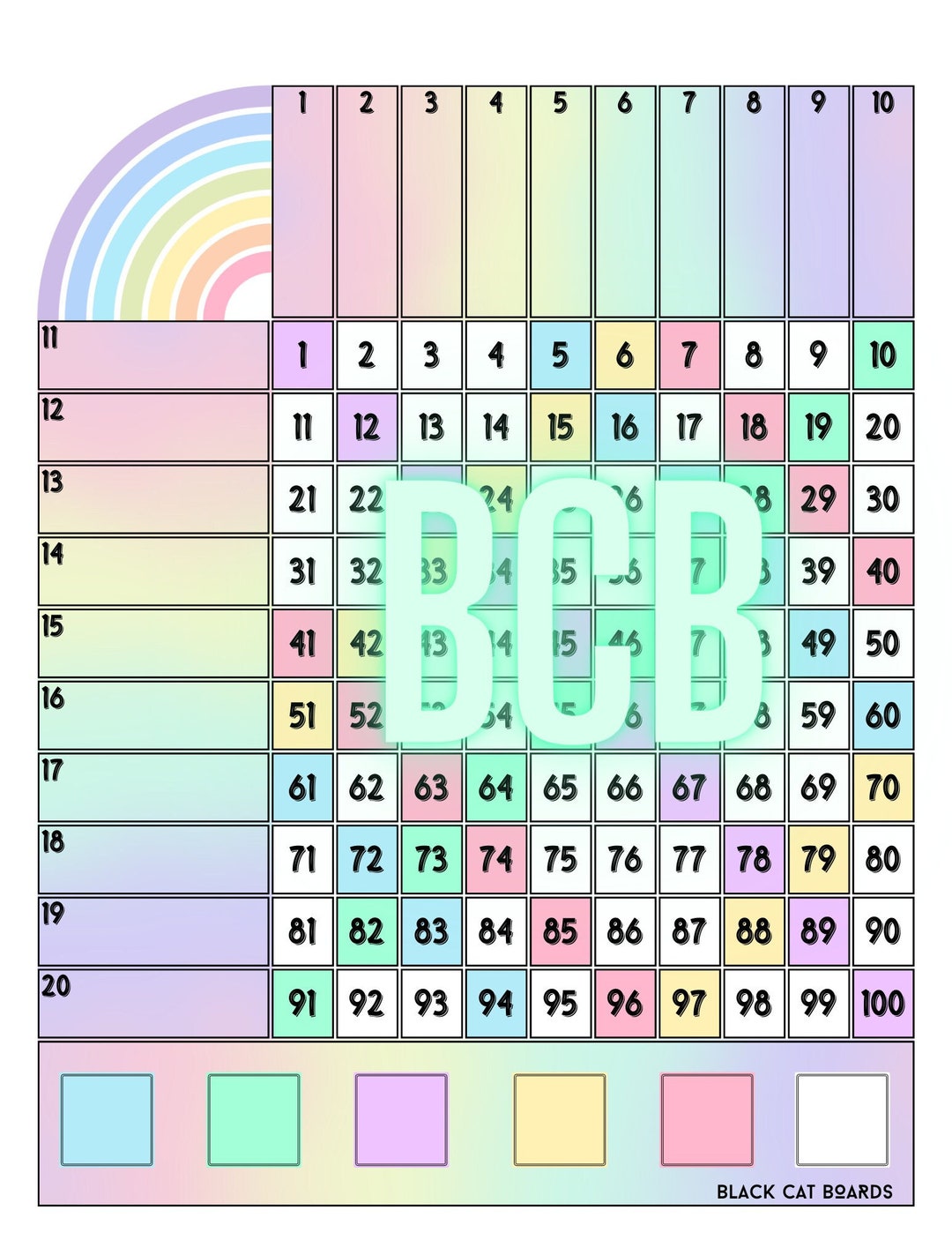 Pastel Rainbow 100 Ball Bingo Grid - Etsy