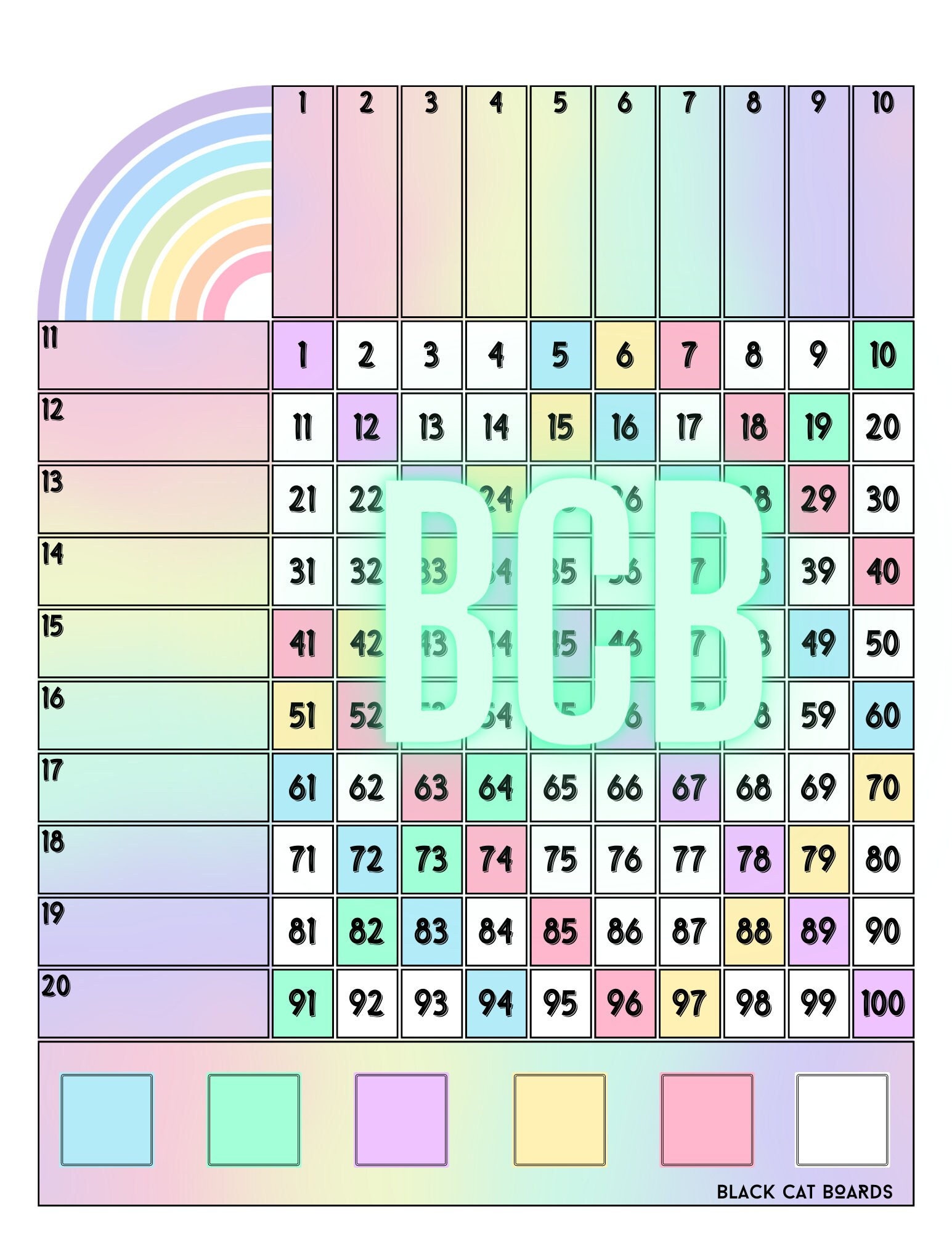 Pastel Rainbow 100 Ball Bingo Grid - Etsy