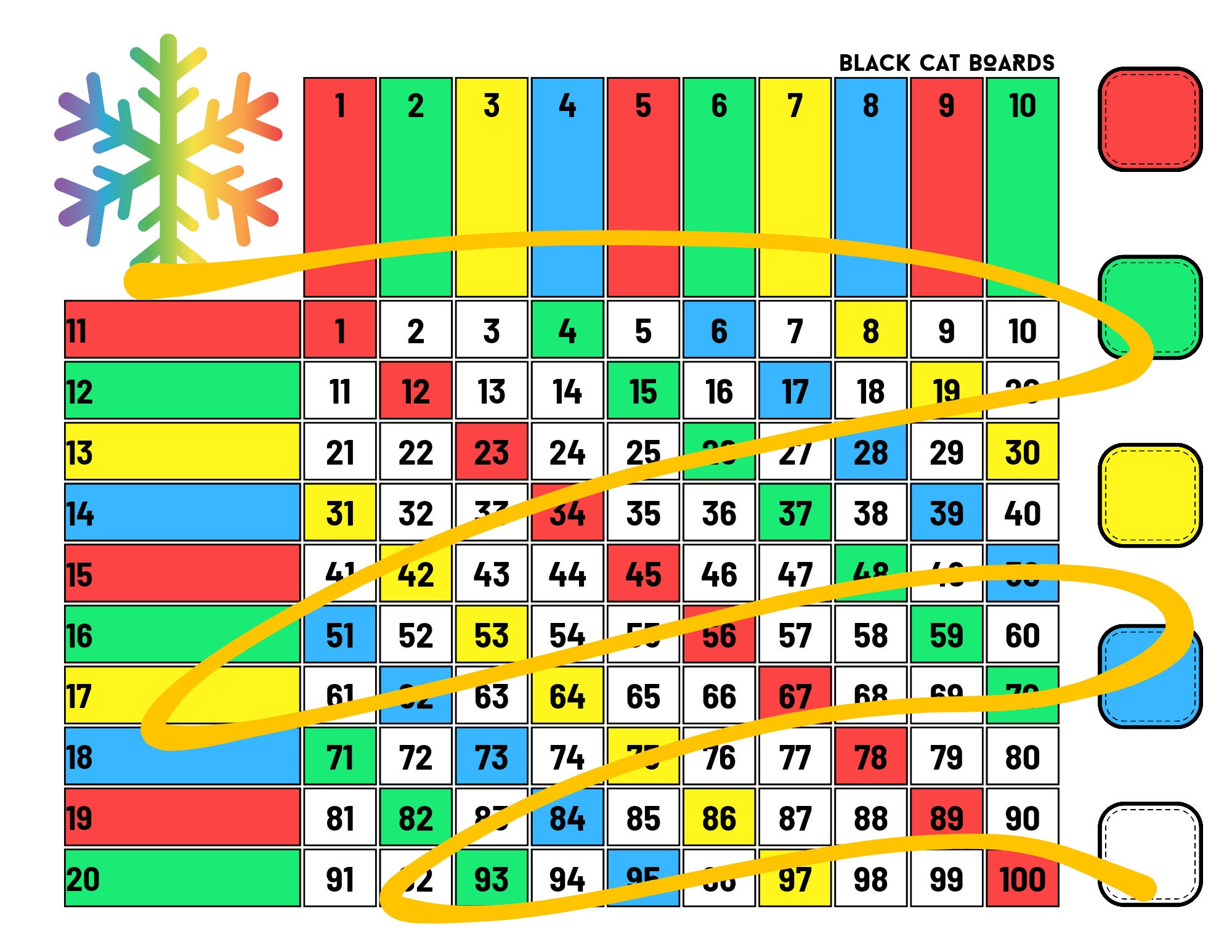 Rainbow Snowflake 100 Ball Bingo Grid PDF FILE - Etsy