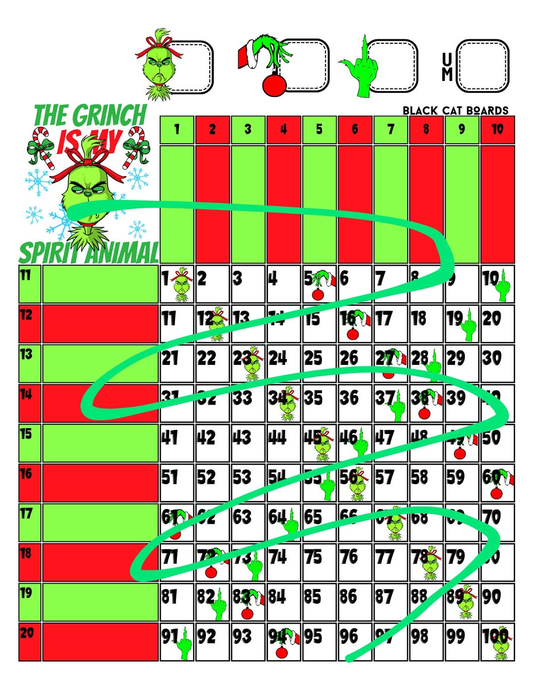 Grinch Christmas 100 Ball Bingo Grid PDF File - Etsy