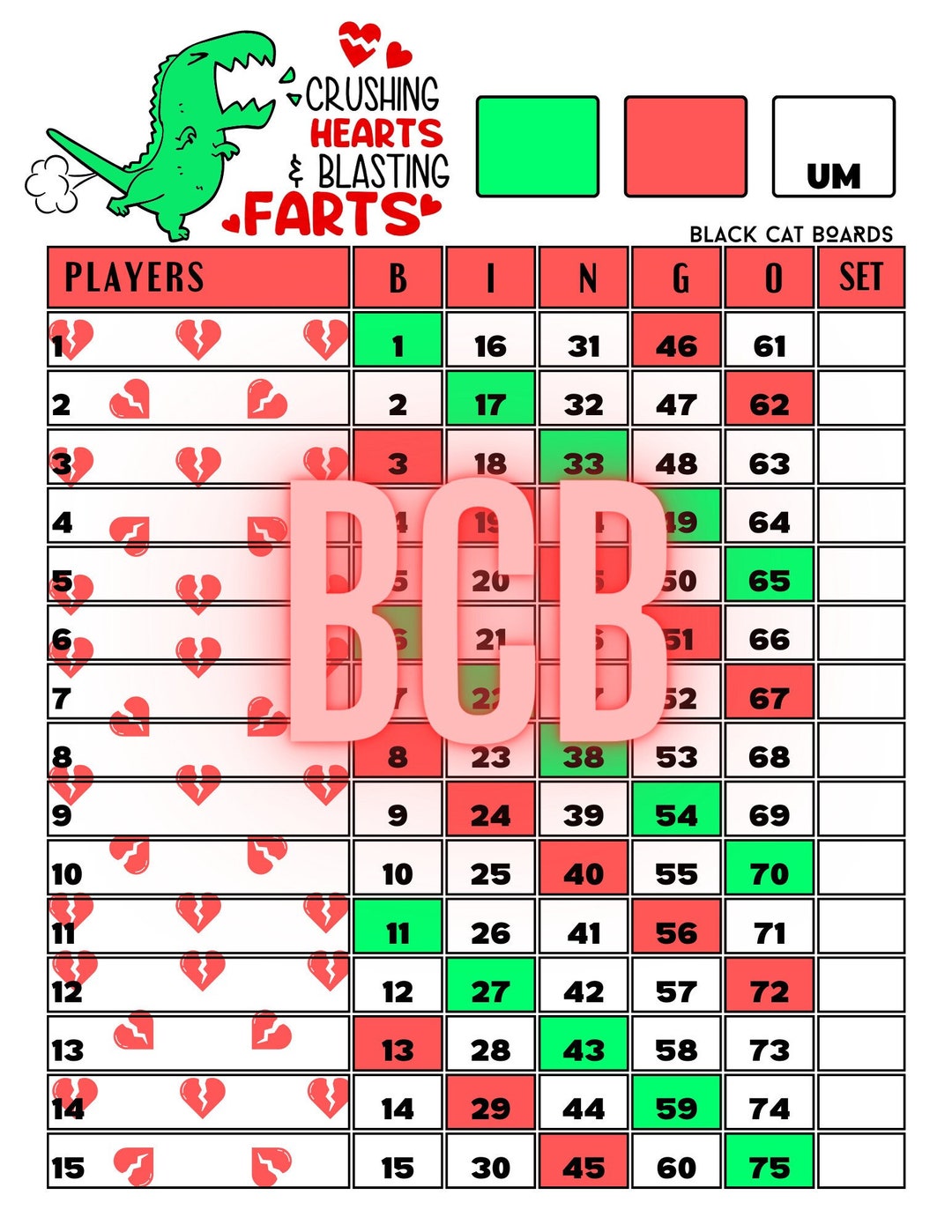 Hearts Farts Bingo Board 75 Balls Mixed AND Straight Boards PDF - Etsy
