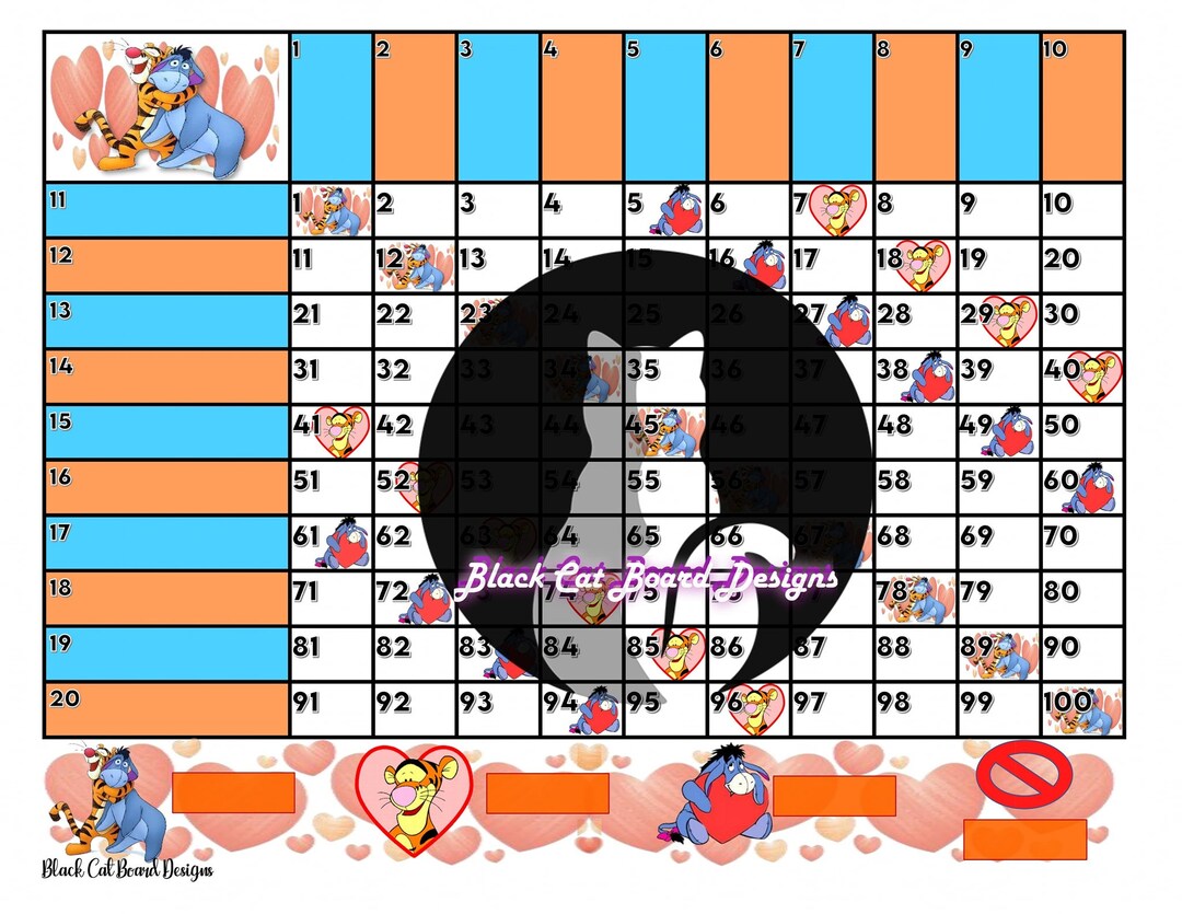 Tigger & Eeyore Love 100 Ball Bingo Grid - Etsy