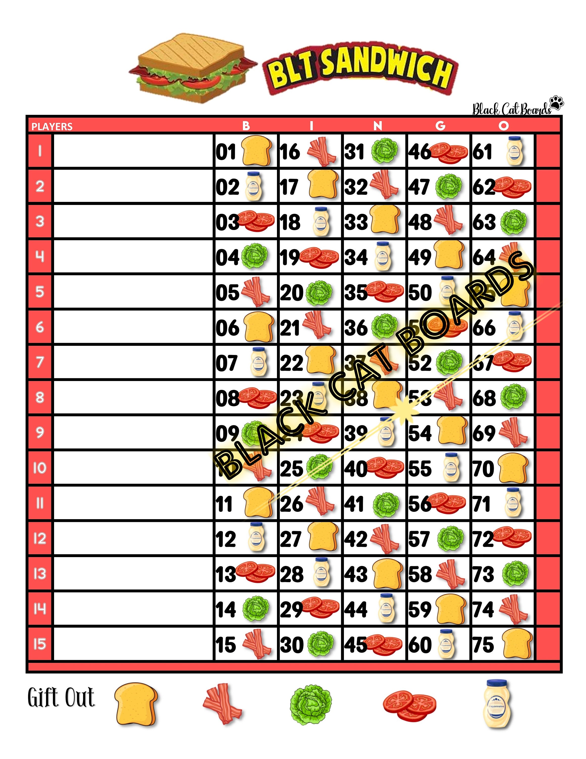 2 Bingo Sheets - BLT 15 Line 75 Ball Mixed & Straight Boards BOTH ...