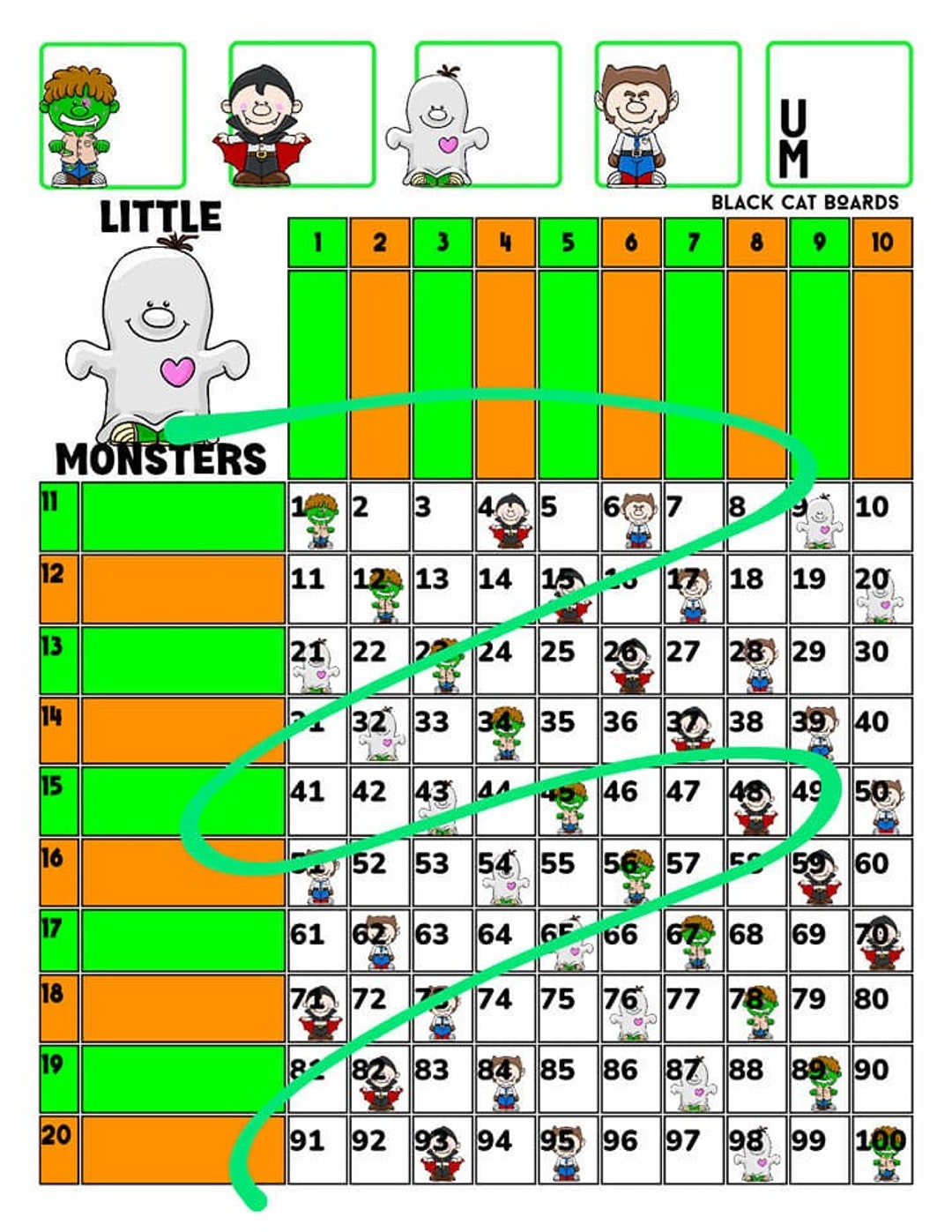 Little Monsters Halloween 100 Ball Bingo Grid - Etsy