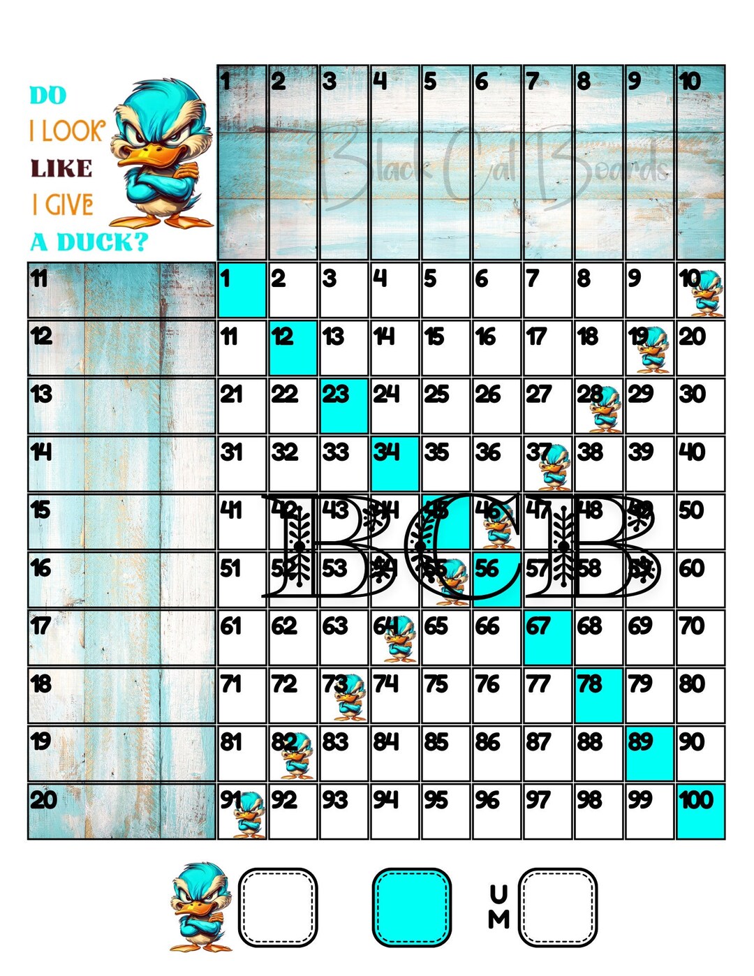 Give A Duck: 2 Board COMBO Straight 75 Balls AND 100 Ball Bingo Grid ...