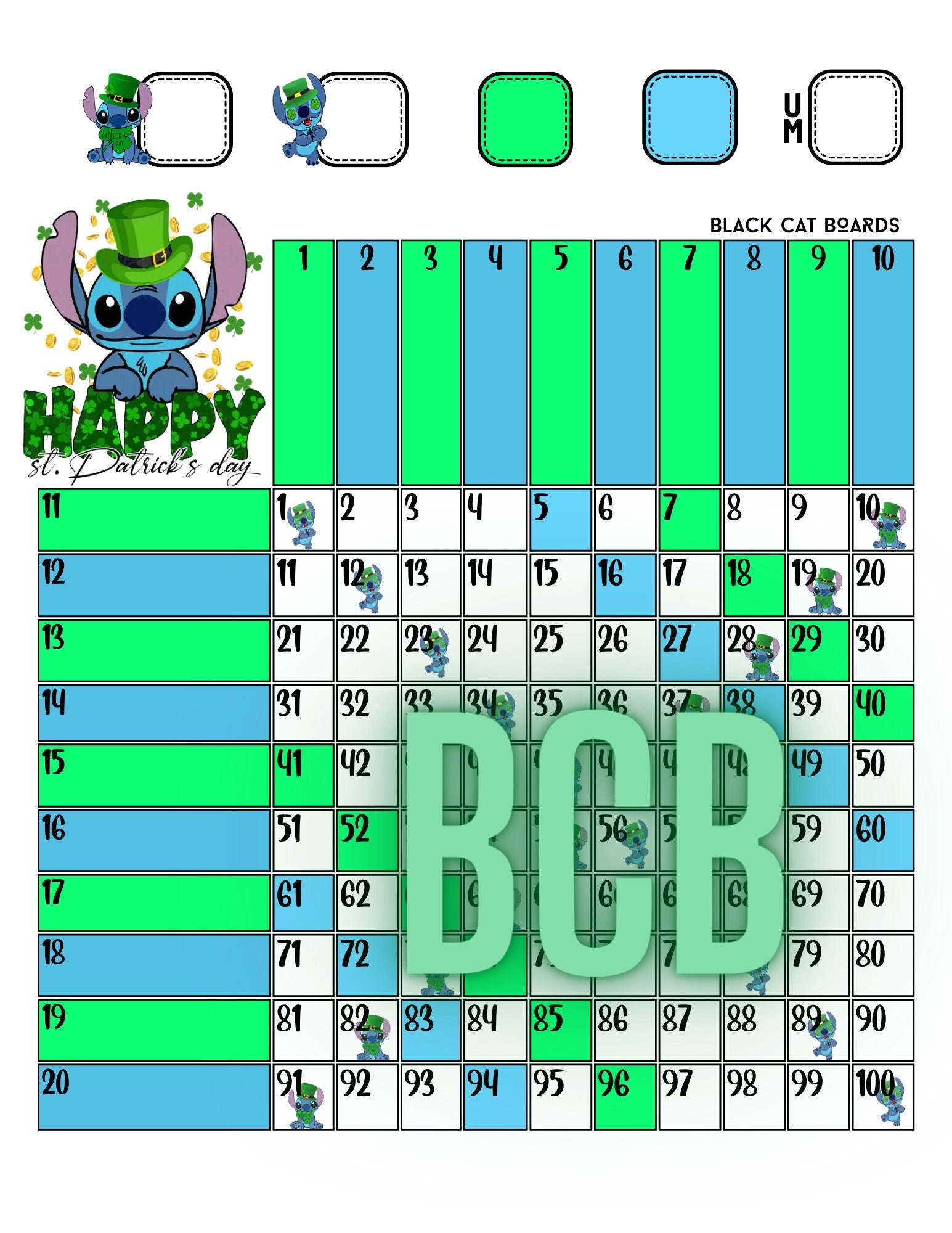 Stitch St Paddy's 100 Ball Bingo Grid - Etsy