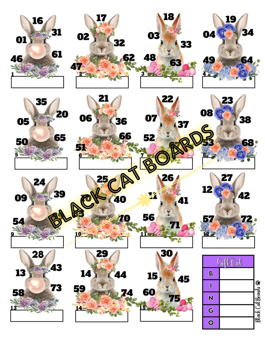 2 Different Easter Bunny Bingo Picture Boards - Etsy