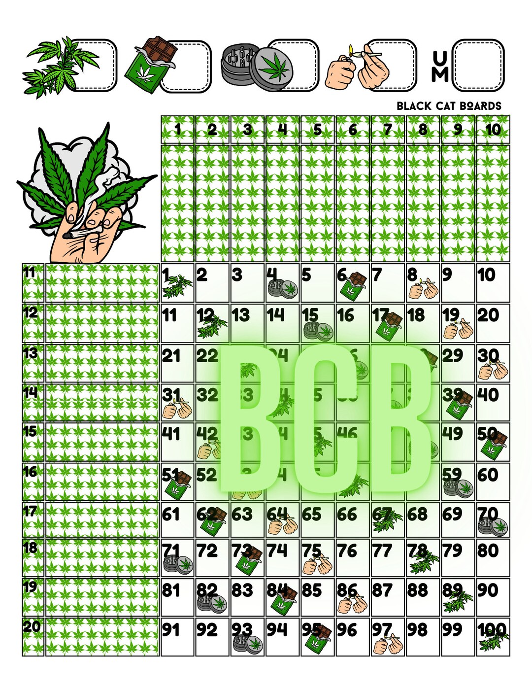 420 Friendly 100 Bingo Ball Grid PDF DOWNLOAD - Etsy