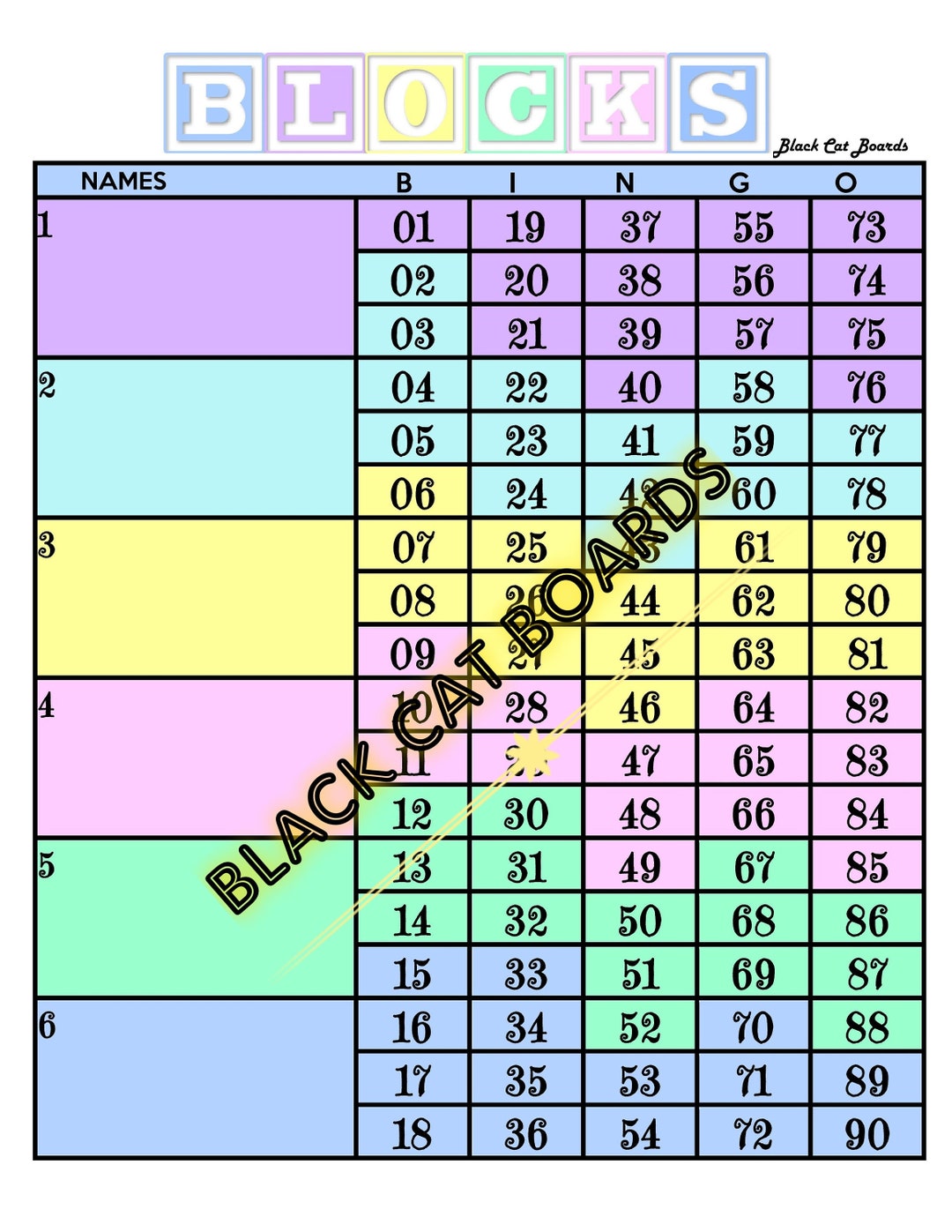 2 Bingo Sheets BLOCKS-15 Line 75 Ball Mixed & Straight Bingo Boards (2 ...