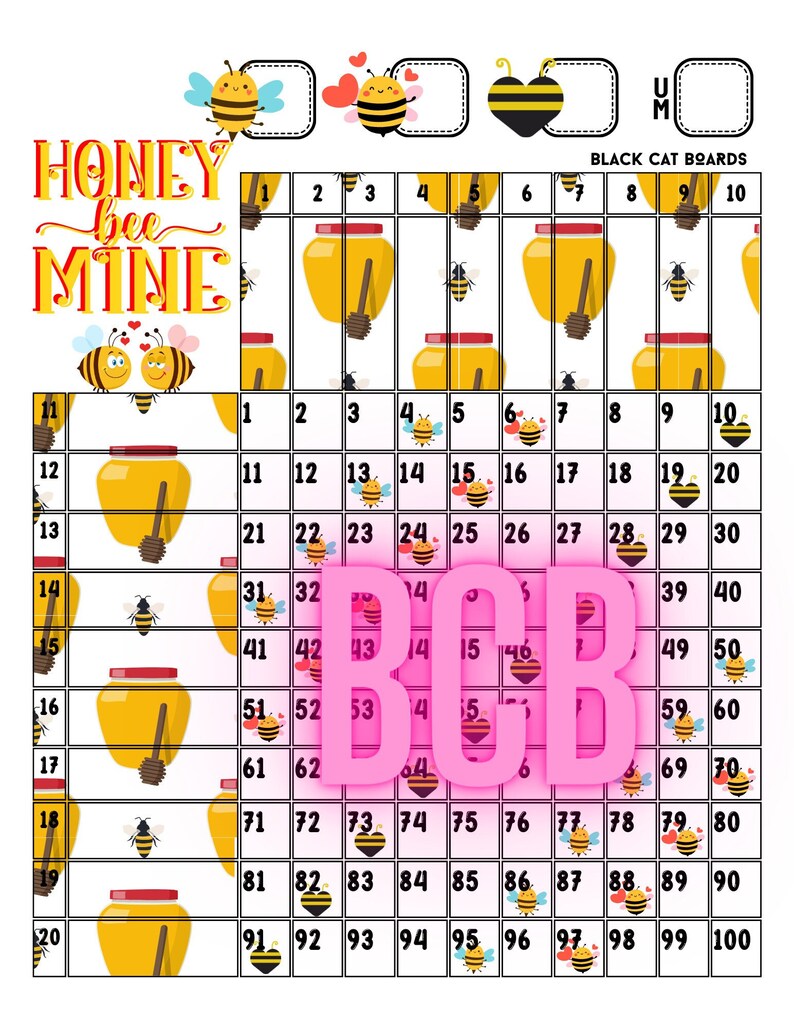 Honey Bee Mine 100 Ball Bingo Grid - Etsy