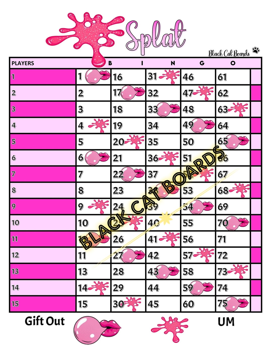 2 Bingo Sheets - 15 Line 75 Ball Mixed & Straight Boards BOTH Included ...