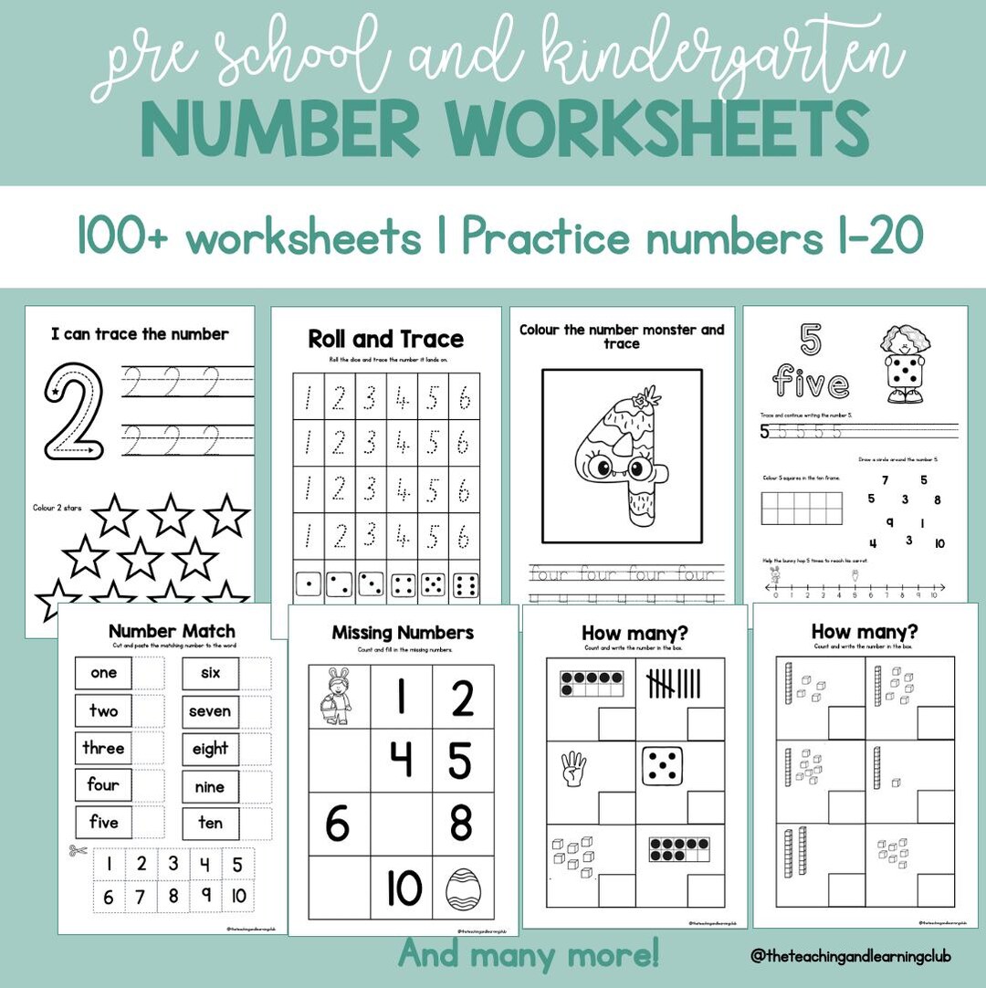 Preschool and Kindergarten Number Worksheets | Number Recognition and ...