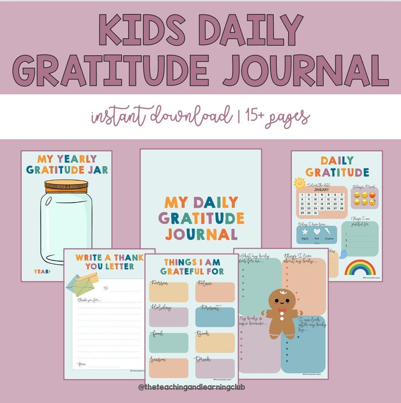 Gratitude Journal for Kids | Printable - Etsy