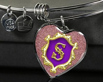 Letter S Heart Charm - Etsy