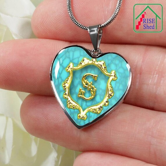 Letter S Initial Monogram Alphabet Heart Pendant and Necklace - Etsy