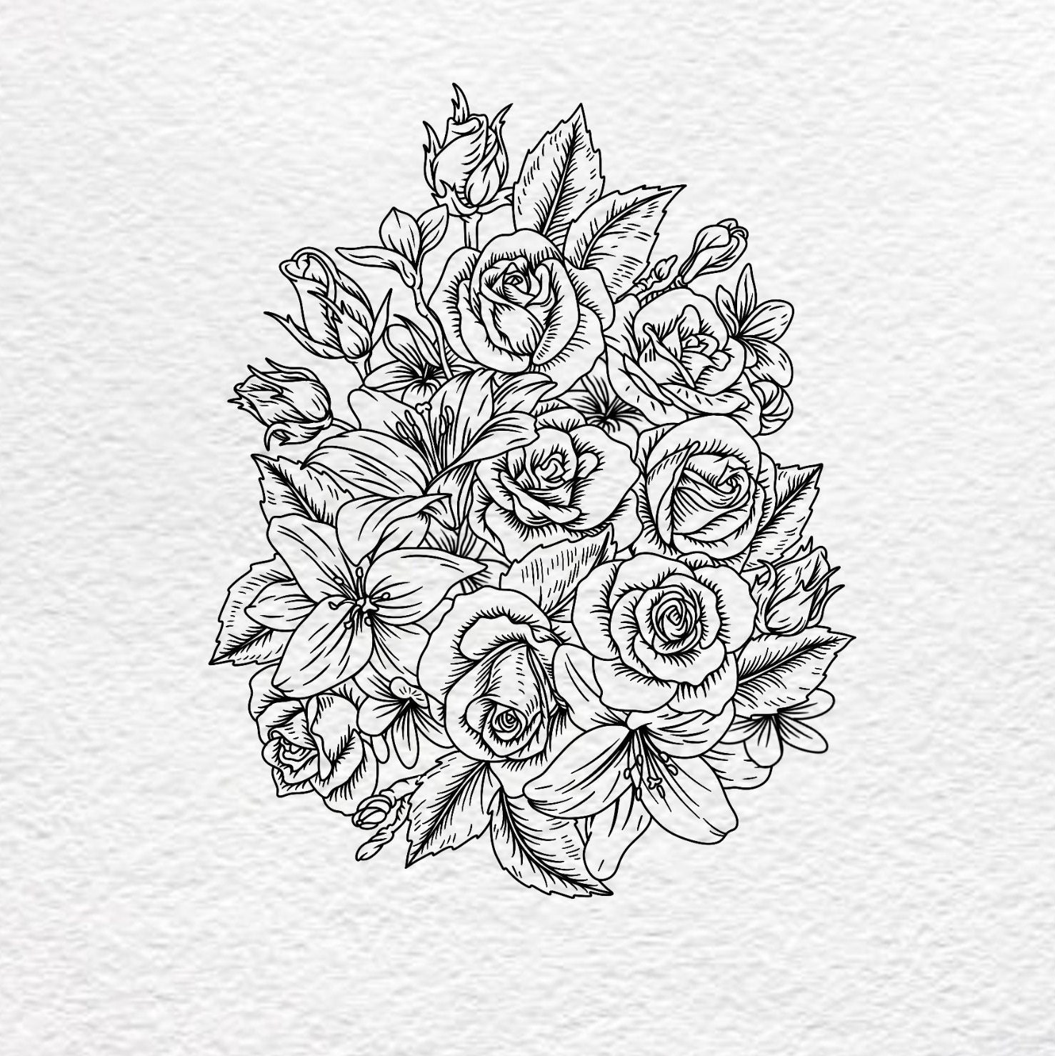 Custom Tattoo Design Commission Fine Line Drawing - Etsy