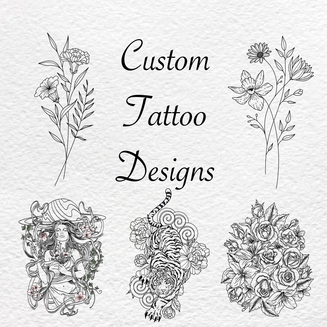 Custom Tattoo Design | Commission Fine Line Drawing | Personalised ...