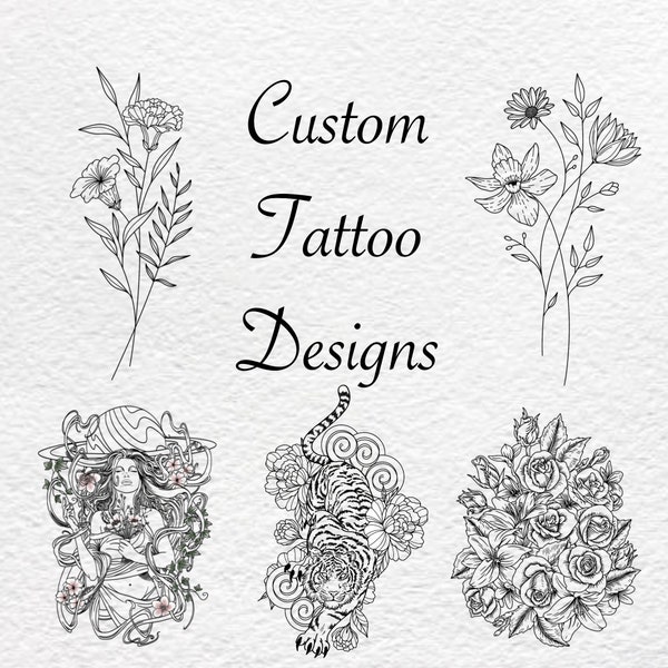 Custom Fine Line Tattoo Drawing - Etsy