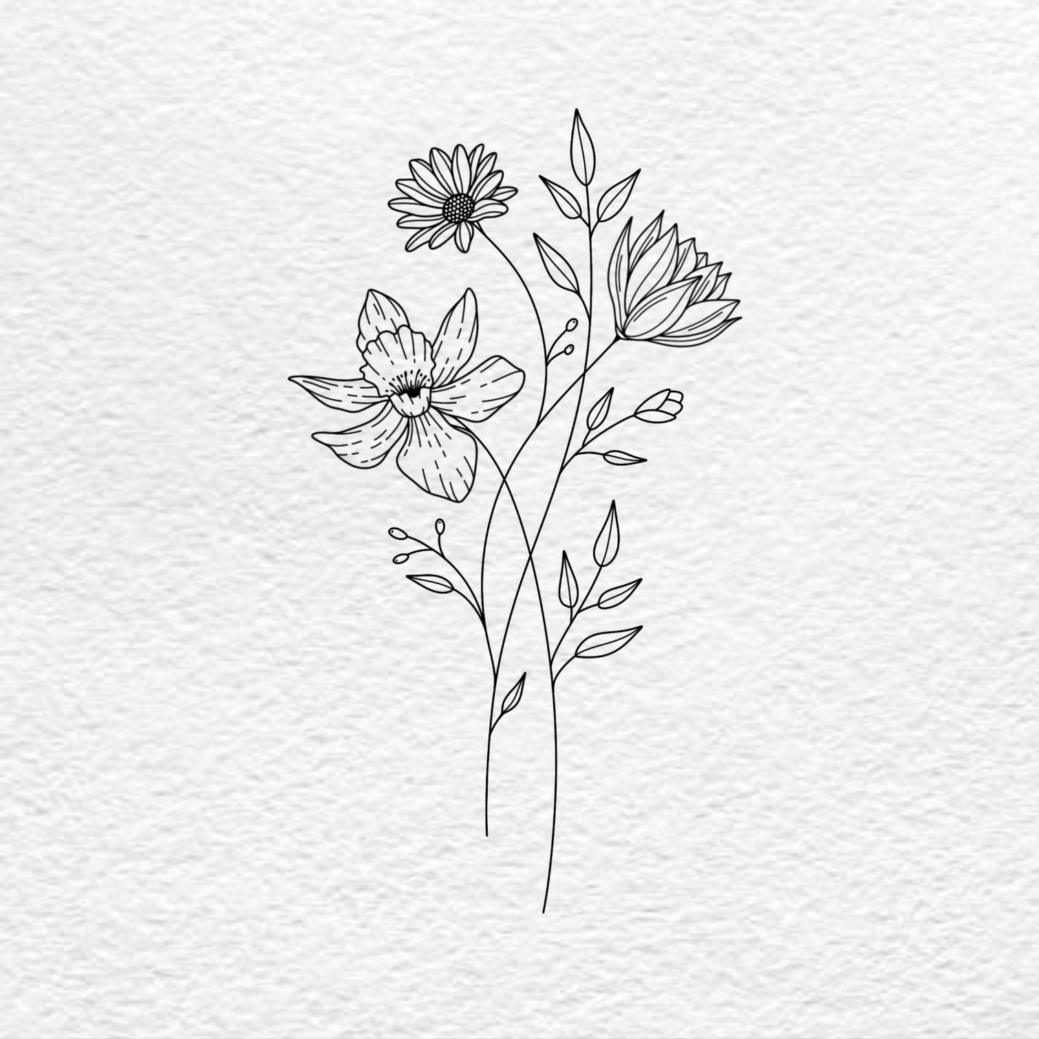 Custom Tattoo Design Commission Fine Line Drawing - Etsy