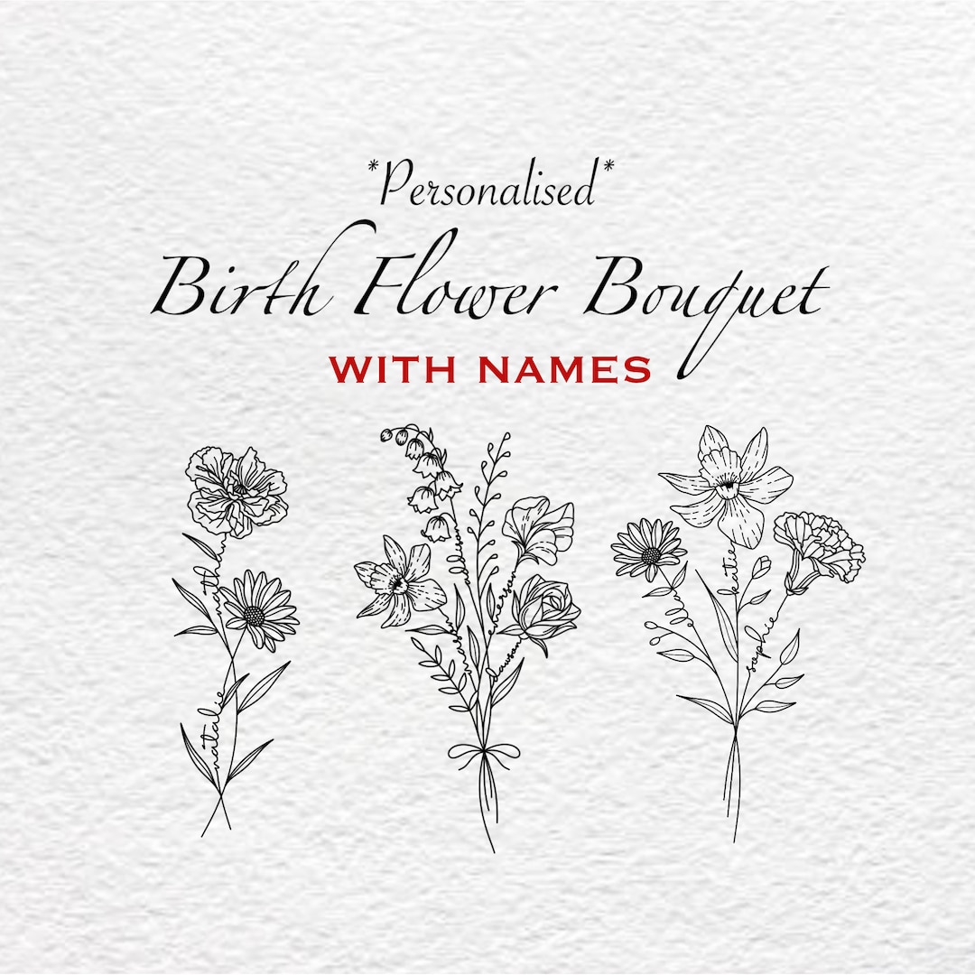Name Birth Month Flower Design | Personalised Custom Floral Bouquet ...