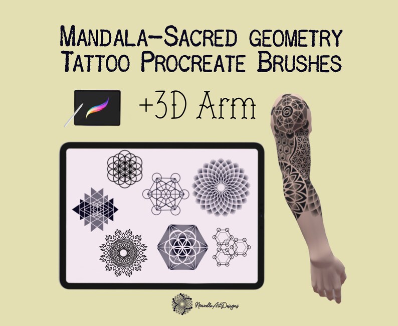 60+ Procreate Stamps. 3D Arm Free. Procreate Tattoo Brushes. Mandala ...