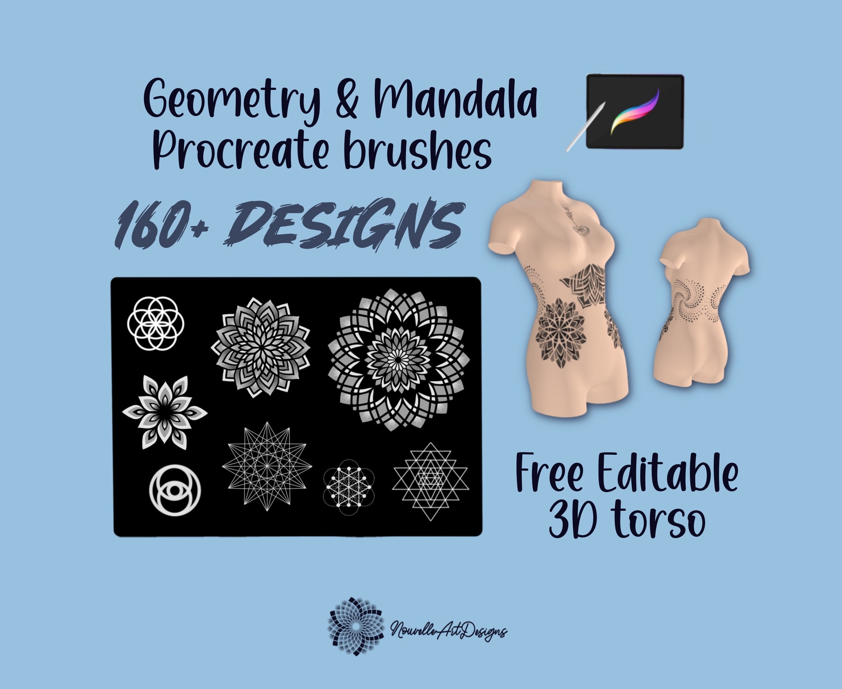 Geomety Procreate Brushes. Mandala Tattoo Procreate Stamps. Tattoo ...