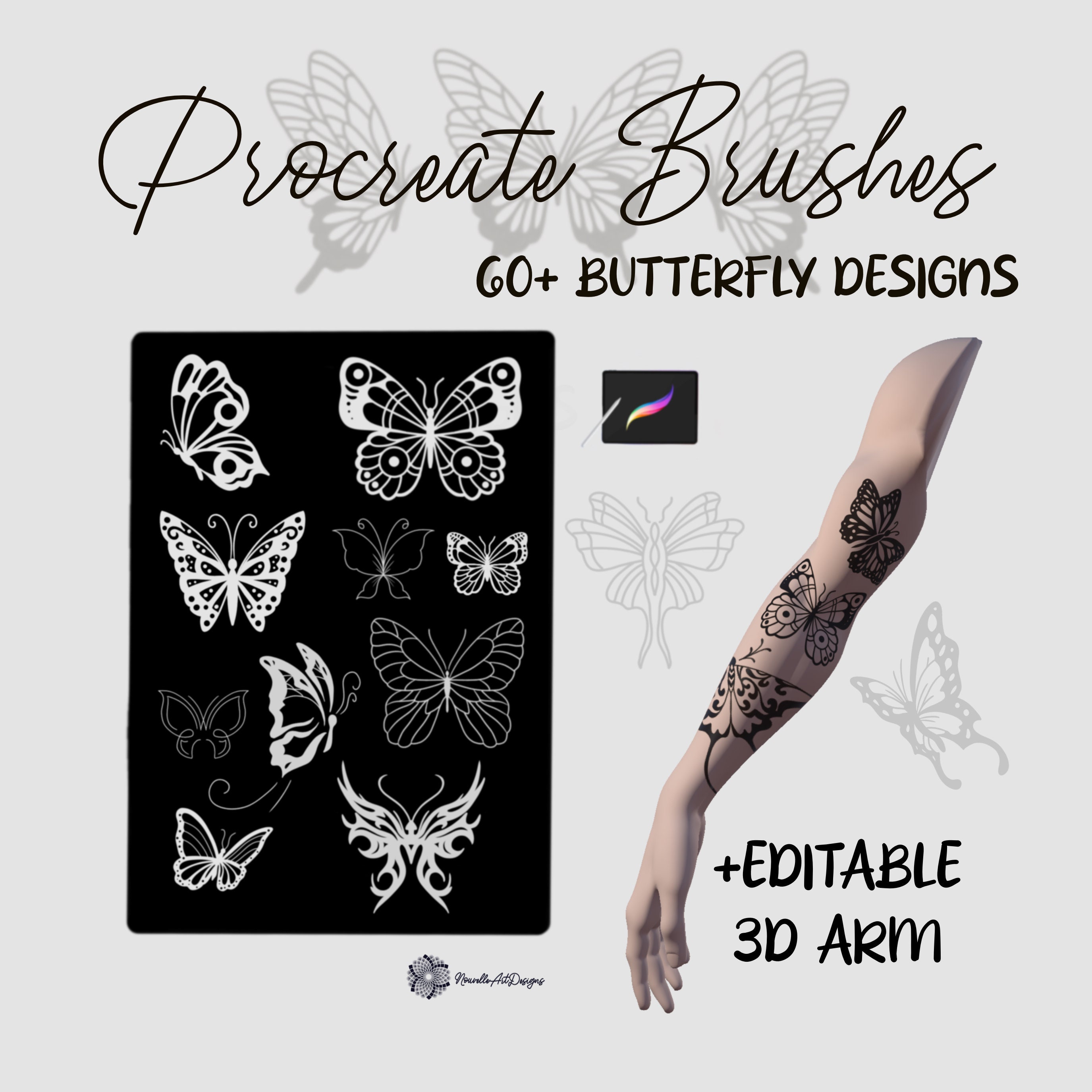 Procreate Brushes Pack. Butterfly Tattoo. Procreate Tattoo. Procreate ...