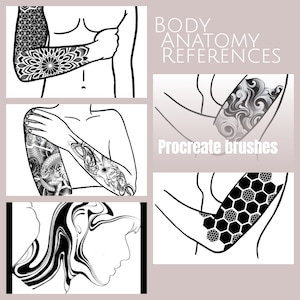 Procreate Brushes + 3D Model of Arm! Tattoo Body Parts. Shape Posture ...