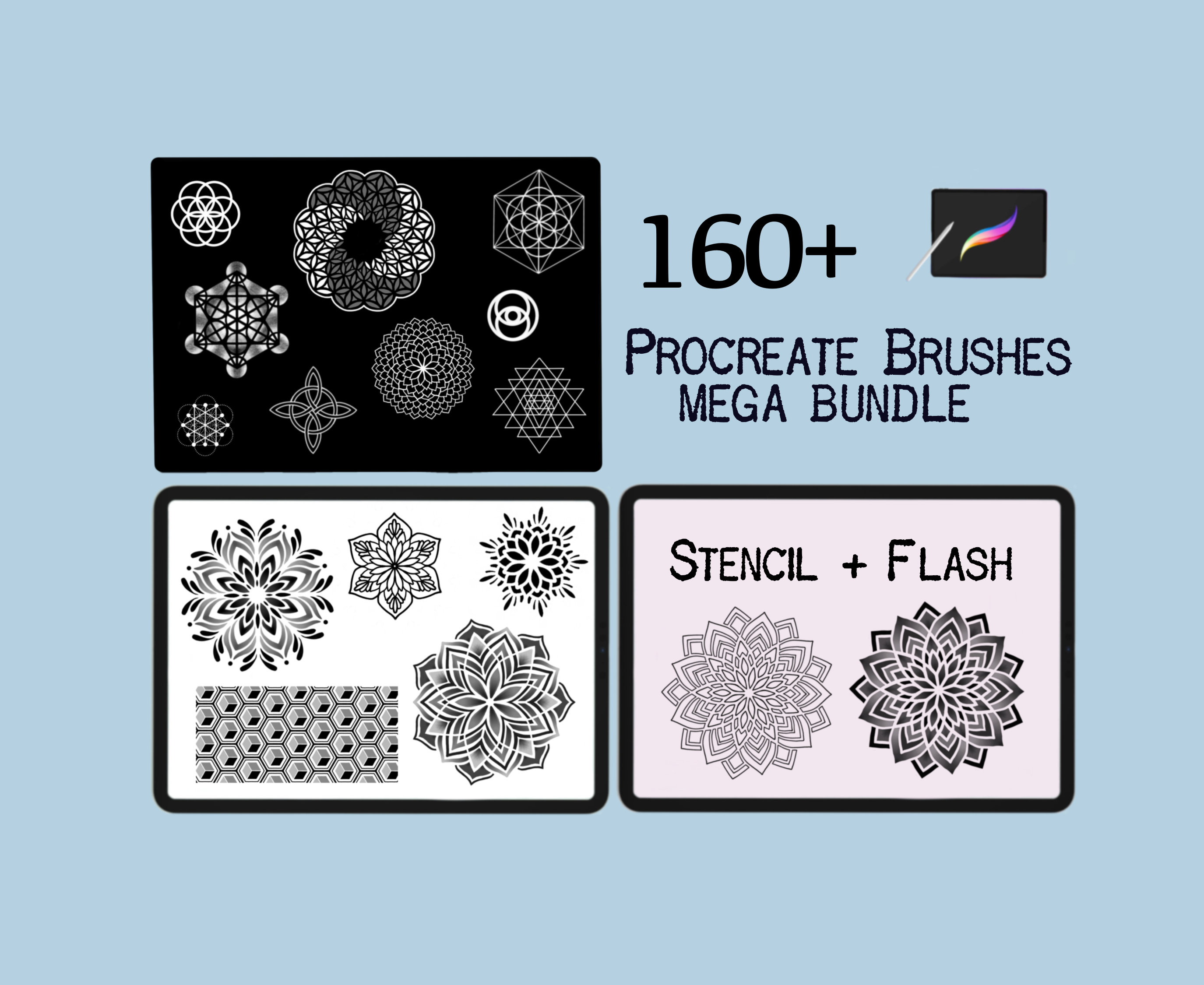 Geomety Procreate Brushes. Mandala Tattoo Procreate Stamps. Tattoo ...