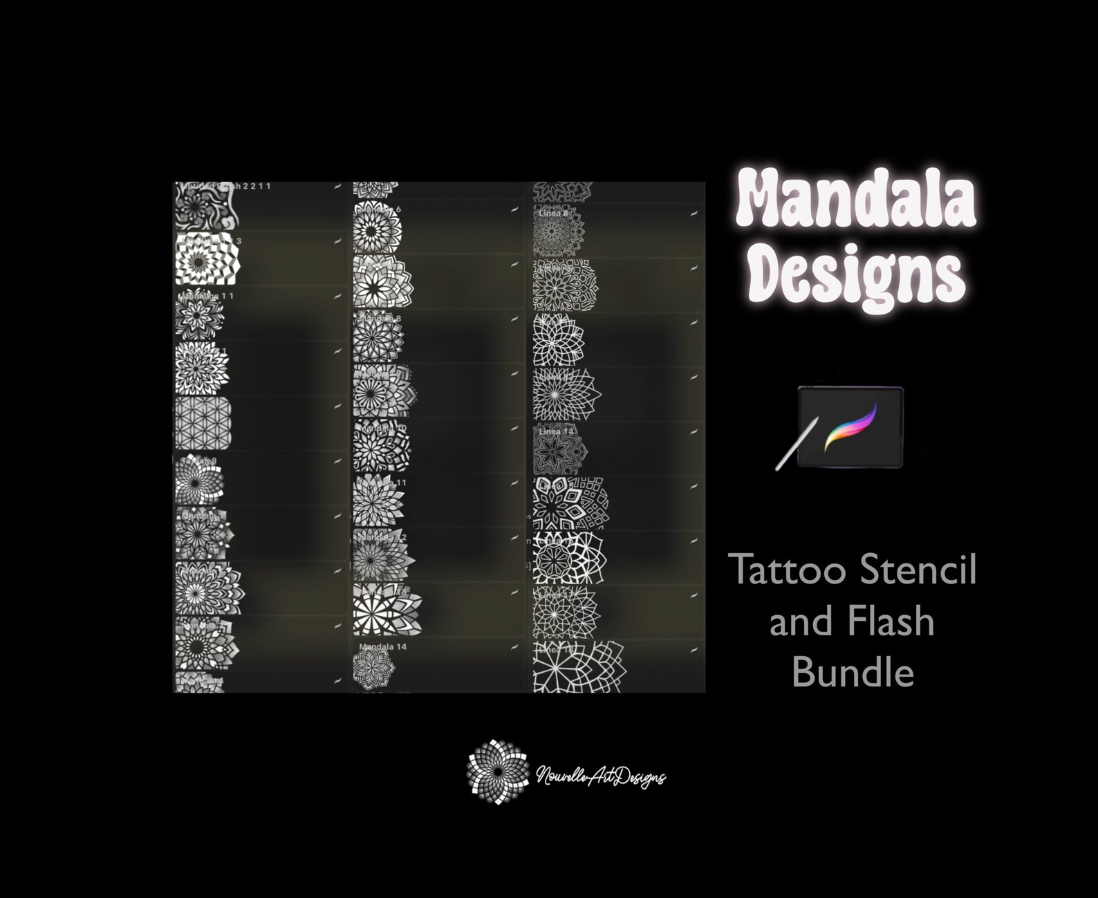 60+ Procreate Stamps and 3D Arm! Procreate Brushes. Mandala Tattoo ...