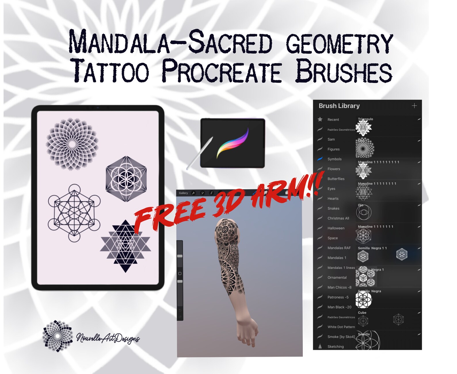 60+ Procreate Stamps. Procreate Brushes. Mandala Tattoo Design. Sacred ...