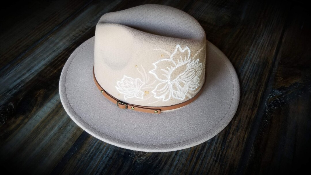 White Floral Fedora, Cute Stylish, Best Seller, Felt Wide Brim, All ...