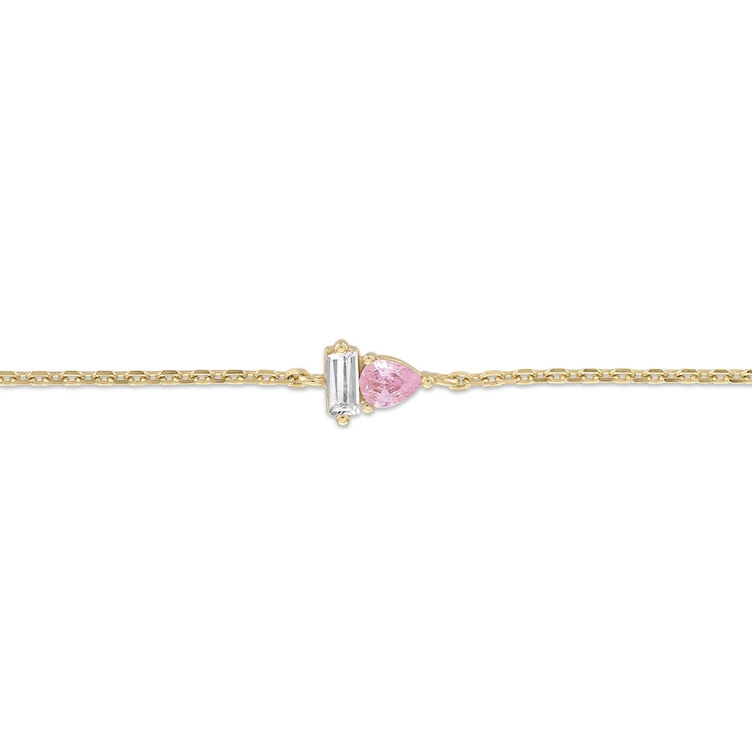 Vermeil Tarnish Proof Ballerina Pink Teardrop & Baguette CZ Bracelet - Etsy
