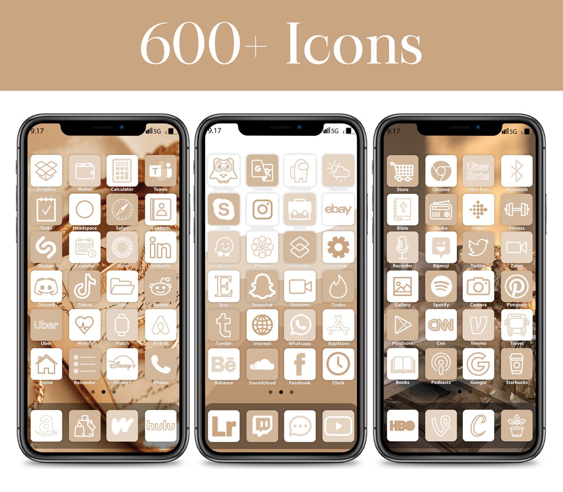 600 NEUTRAL App Icons Digital Handmade App Icons Ios 14 - Etsy