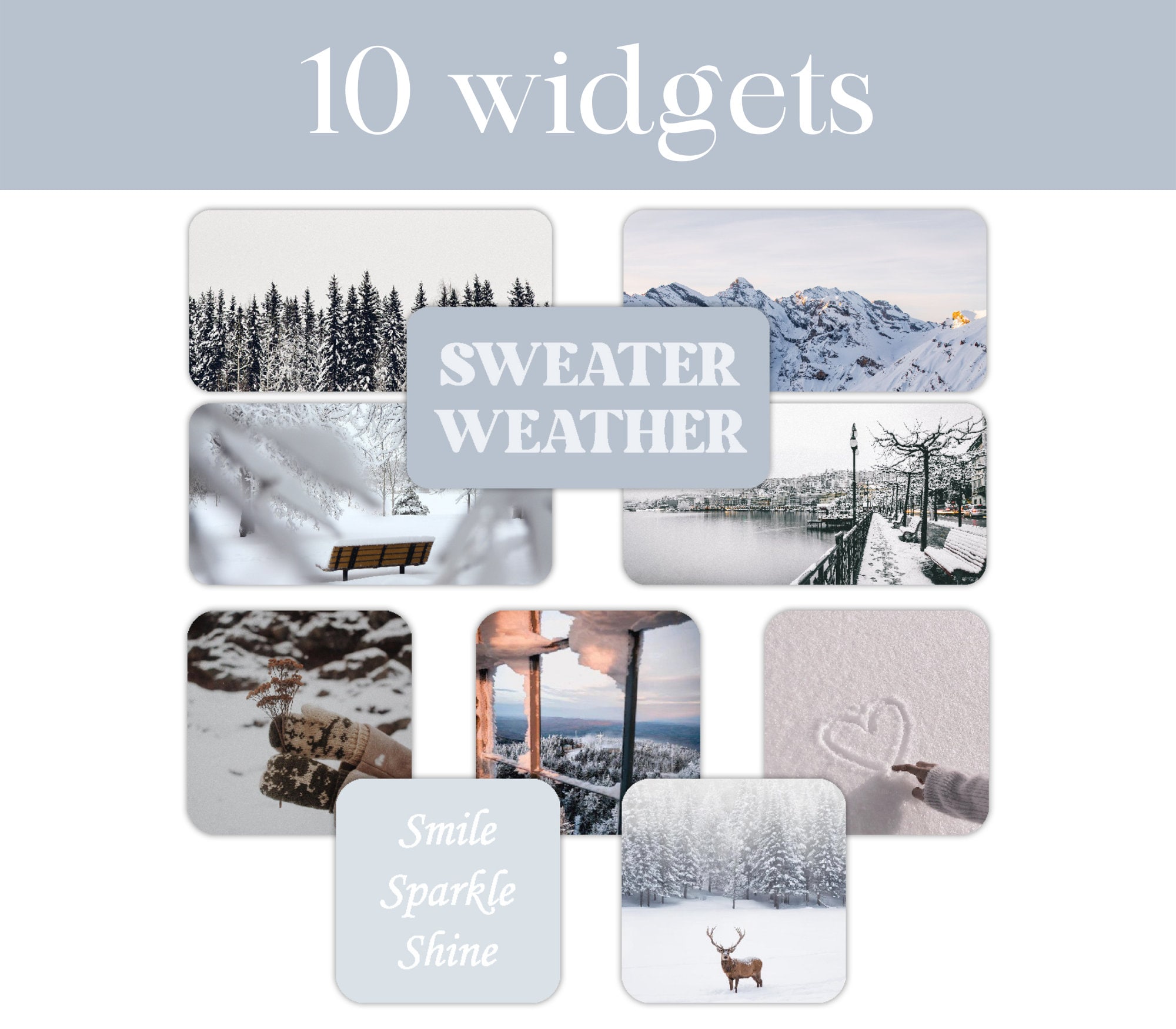 WINTER-WHITE App Icon Pack 300 Winter Themed Ios14 Icons Digital ...