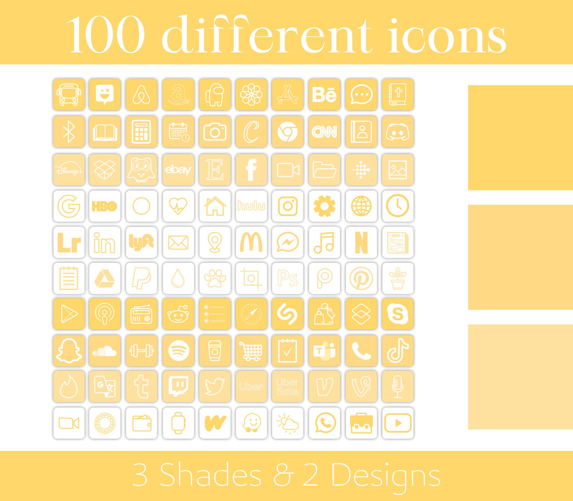 YELLOW App Icon Pack Digital Download 300 Yellow Colored - Etsy