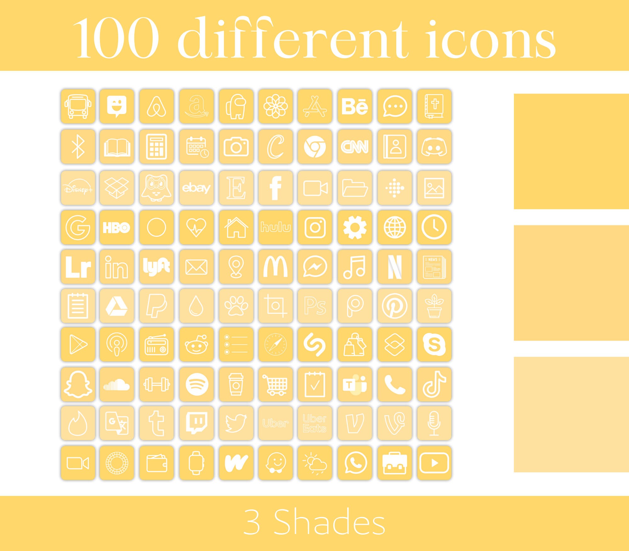 YELLOW-WHITE App Icon Pack Digital Selfmade App Icons Ios 14 Yellow ...