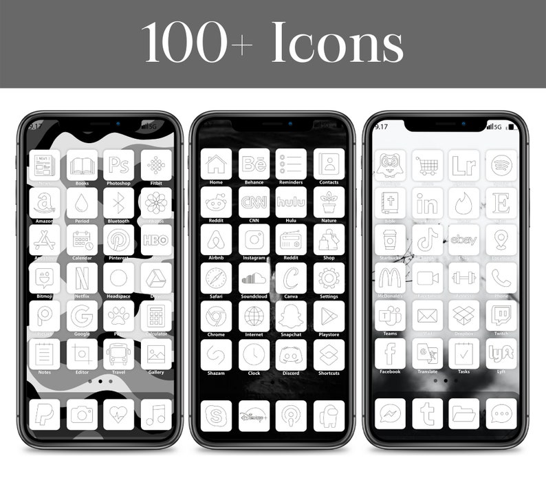 MINIMALISTIC WHITE App Icon Pack Selfmade Digital Ios Icons - Etsy
