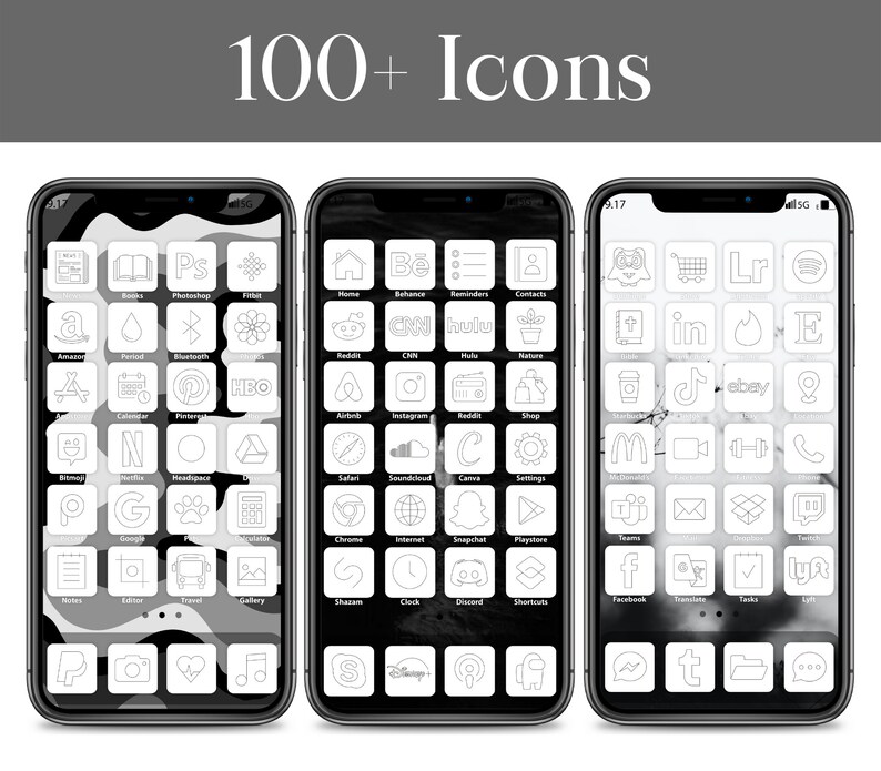 100+ MINIMALISTIC WHITE App Icons | Digital Handmade Ios Icons | Ios 14 ...