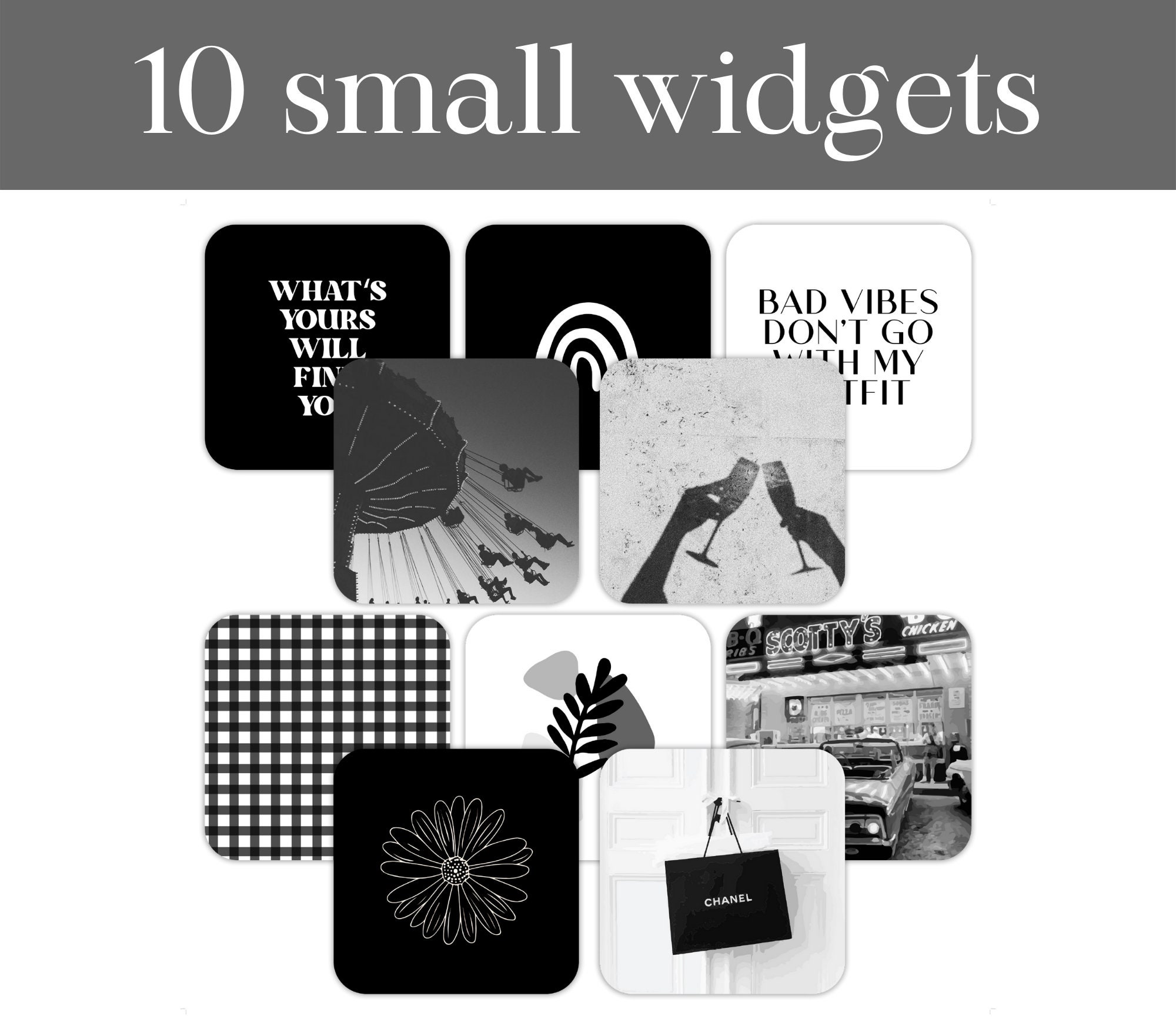 MINIMALISTIC BLACK & WHITE App Icon Pack Digital Handmade App Icons Ios ...