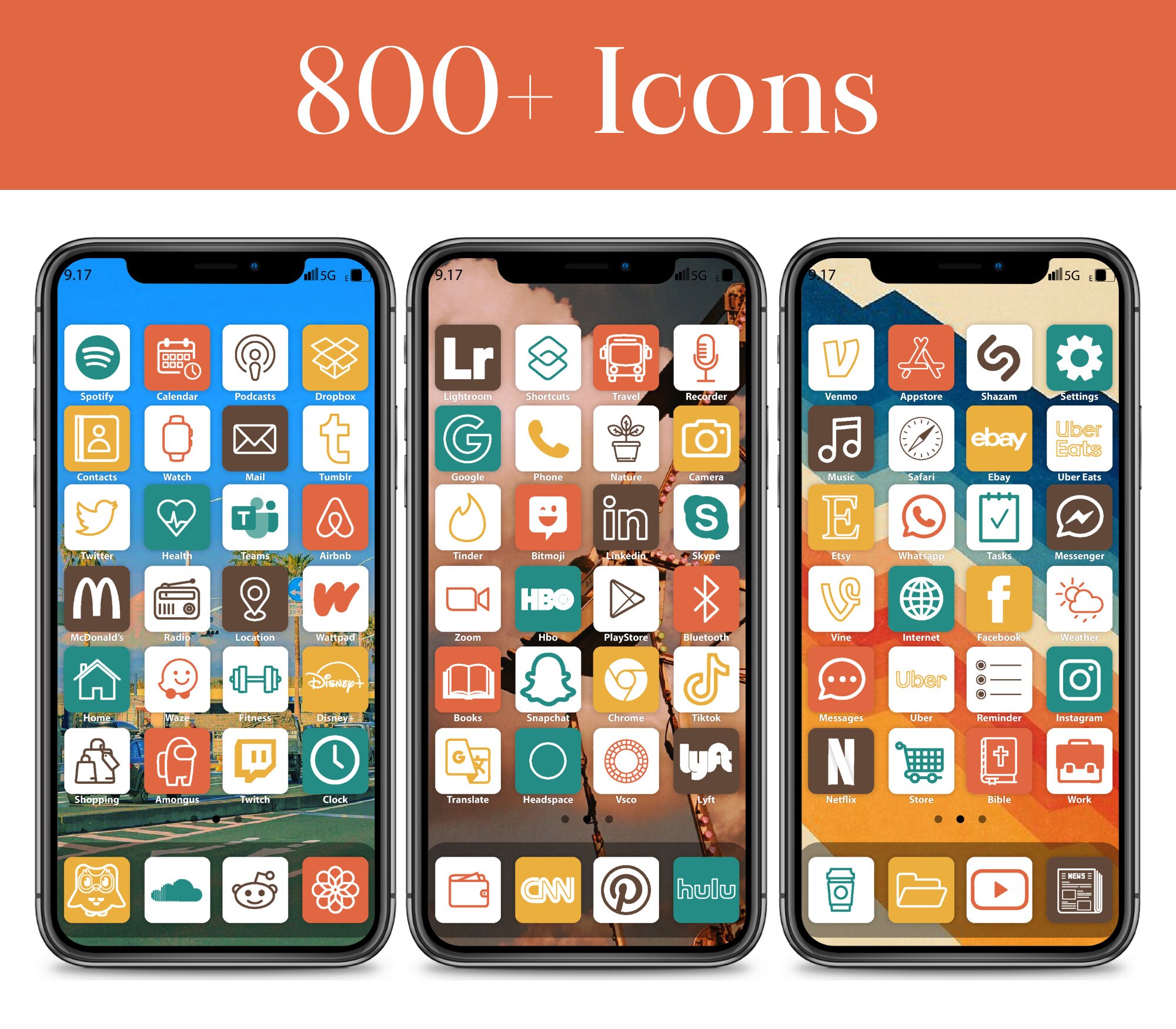 800 RETRO THEMED App Icons Ios 14 Retro Colored App Icon Pack Digital ...