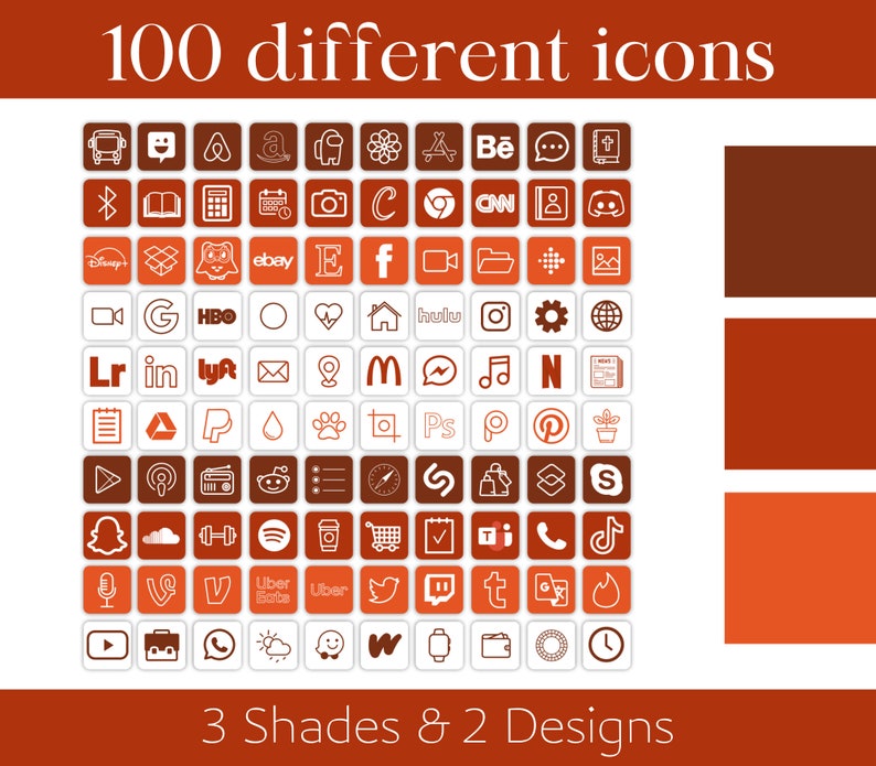BURNT ORANGE App Icon Pack Handmade Digital Ios Icons Dark Orange ...