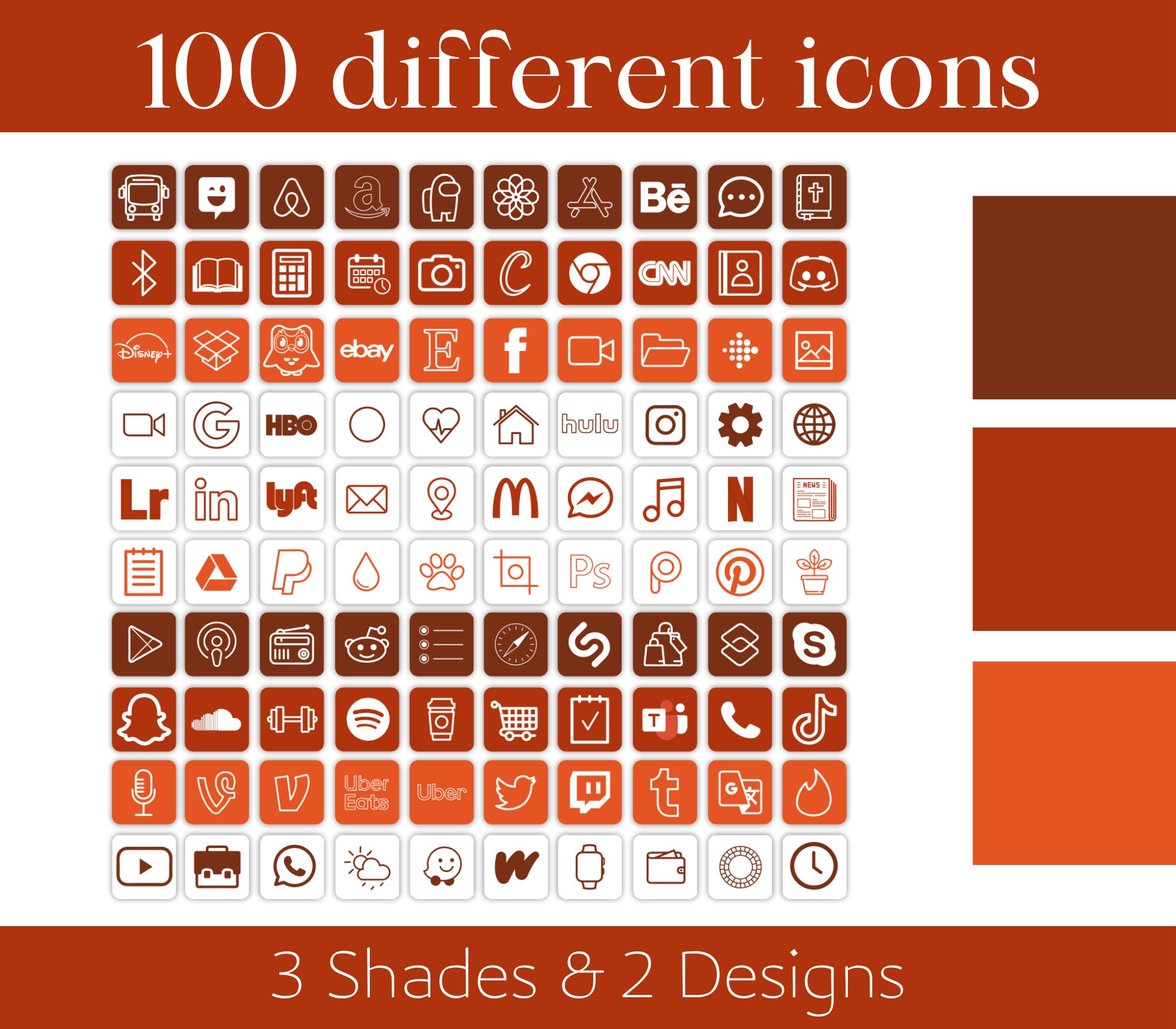 BURNT ORANGE App Icon Pack Handmade Digital Ios Icons Dark Orange ...
