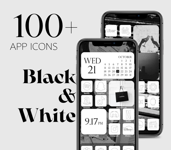 100 MINIMALISTIC WHITE App Icons Digital Handmade Ios Icons | Etsy